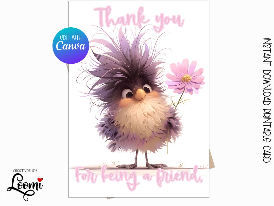 Thank You Card, Printable Card Instant Download, Edit Your Message With ...