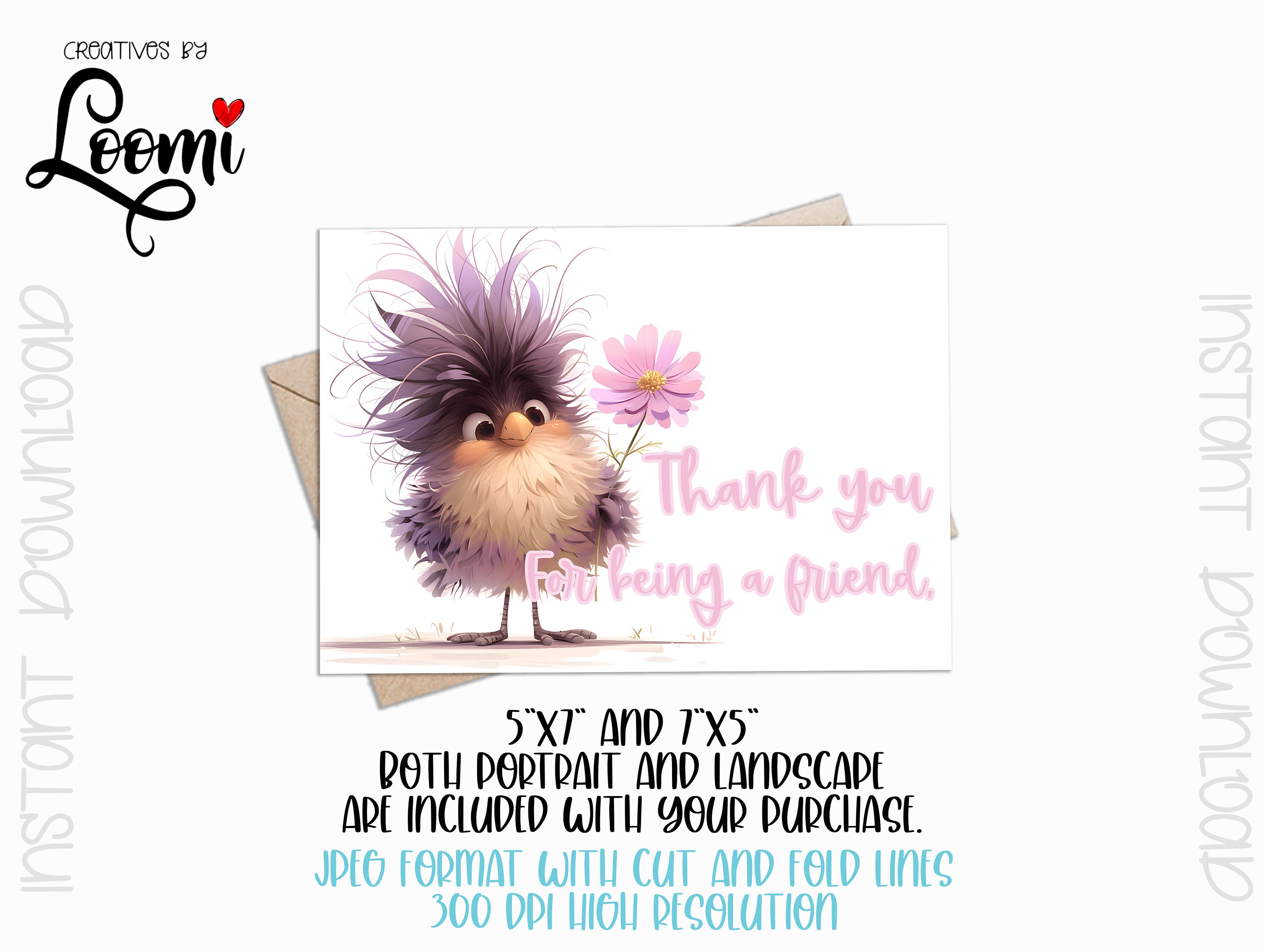 Thank You Card, Printable Card Instant Download, Edit Your Message With ...