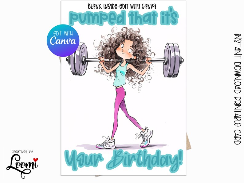 Pumped It's Your Birthday Card, Instant Download, Edit With Canva ...