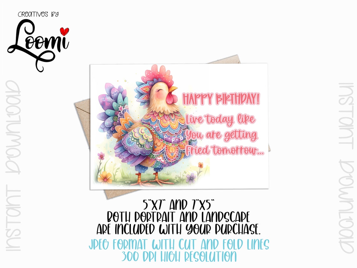 Printable Birthday Card, Instant Download, Edit With Canva, Birthday ...