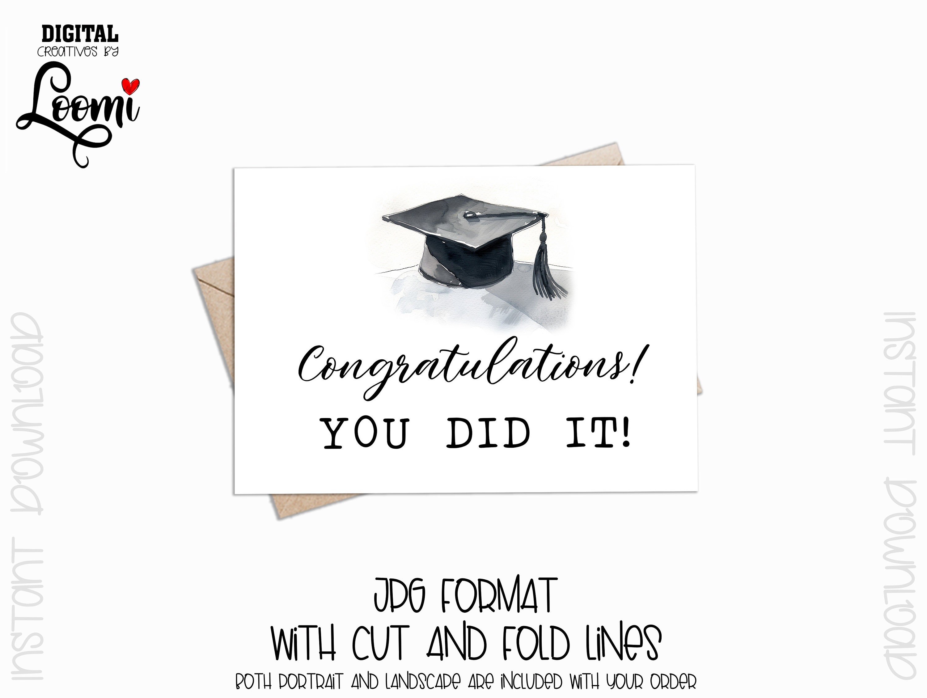Editable Congratulations Grad You Did It, Printable Card Instant ...