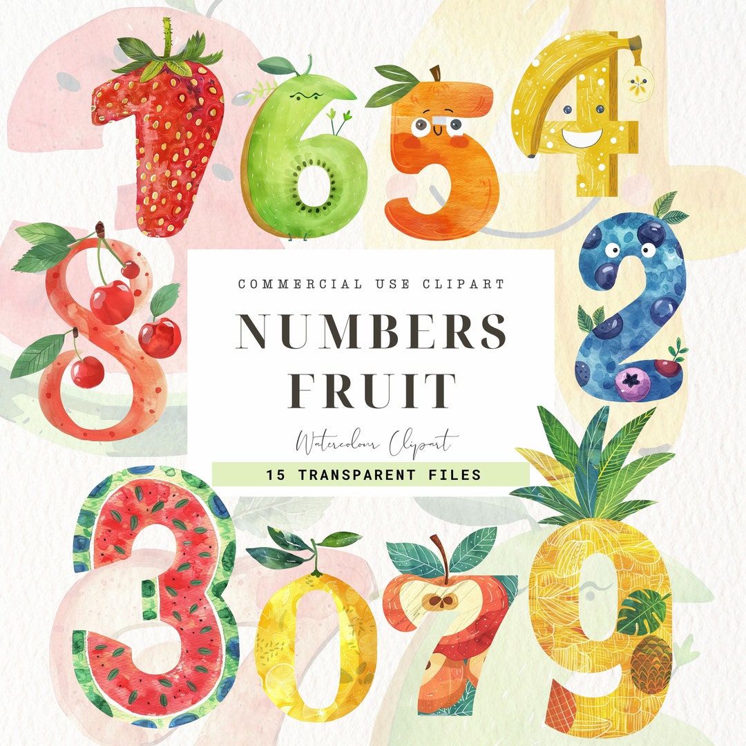 Fruit Number Clipart, Clip Art, Transparent Background, Numbers ...