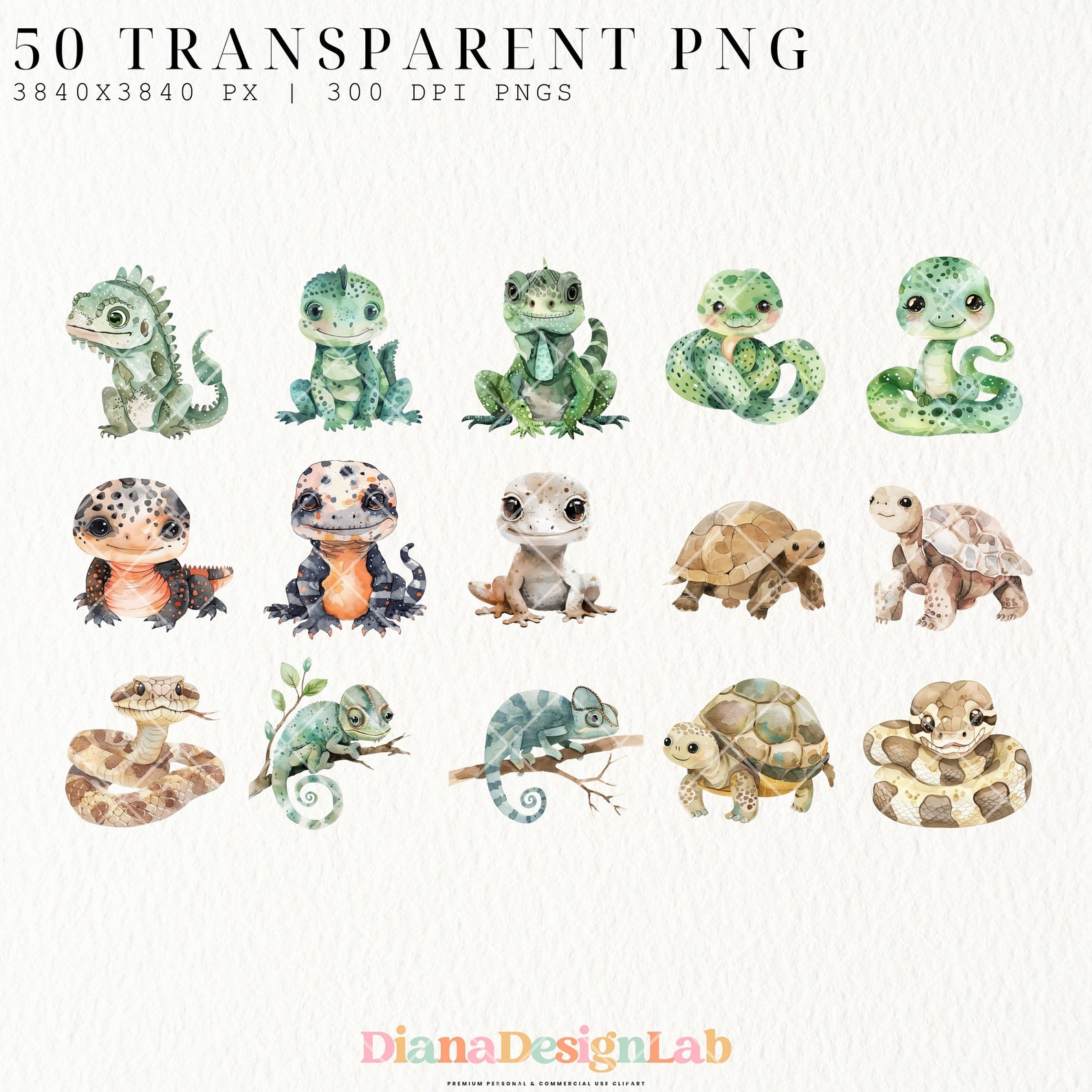 Watercolor Reptile Clipart, Lizard Cut File, Bearded Lizard, Reptile ...