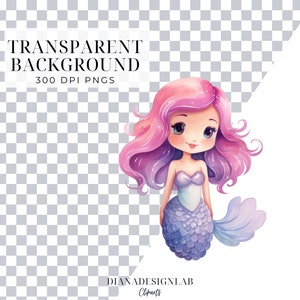 Watercolor Mermaid Under the Sea Clipart, Magical Fantasy Clip Art ...