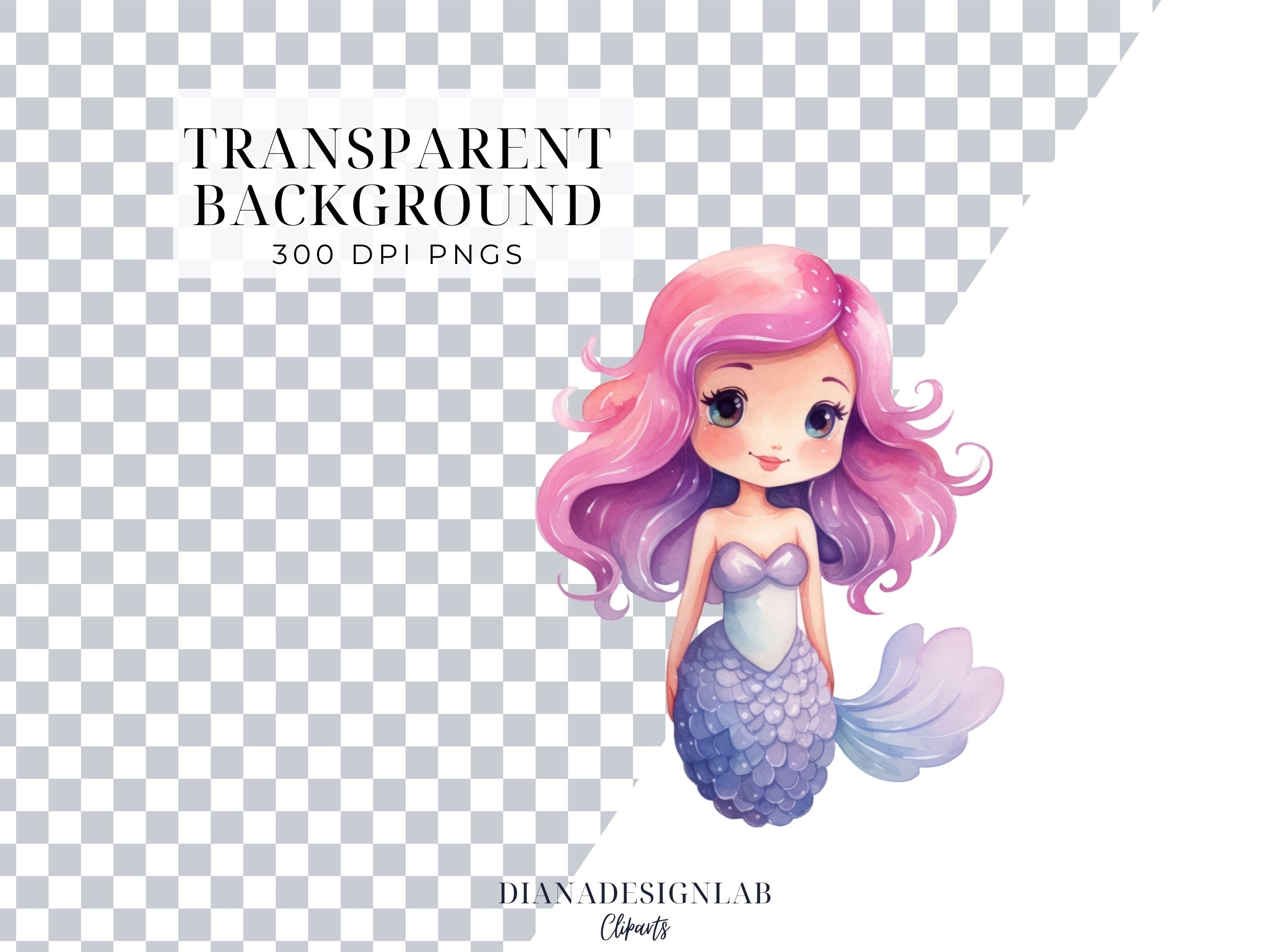 Watercolor Mermaid Under the Sea Clipart, Magical Fantasy Clip Art ...