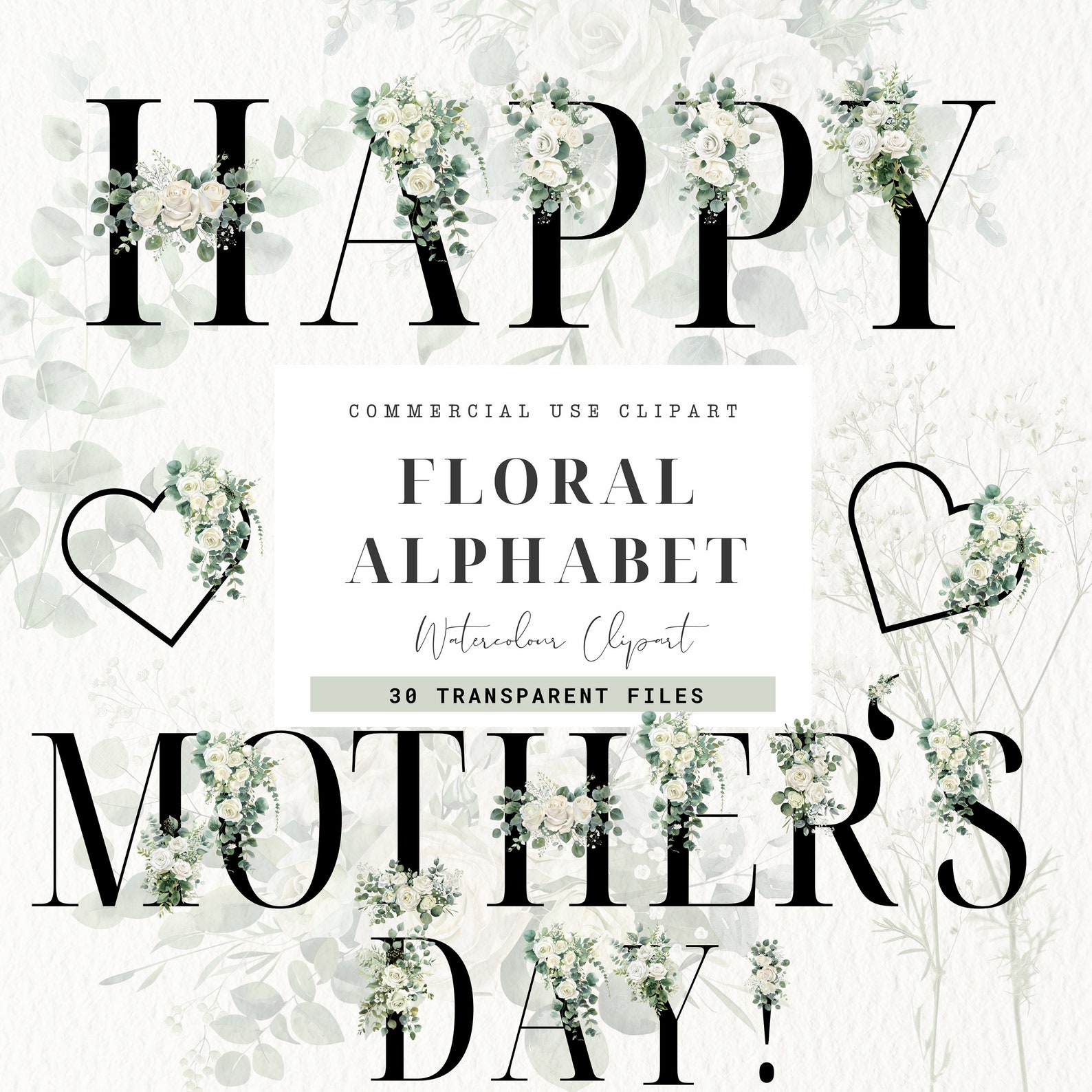 Watercolor Floral Alphabet Clipart, Commercial Use, Wedding Letters Png ...