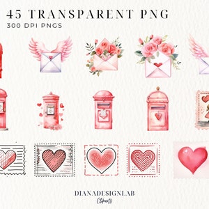 Valentine Mailbox Clipart, Instant Download, Mail Box, Valentines Day ...