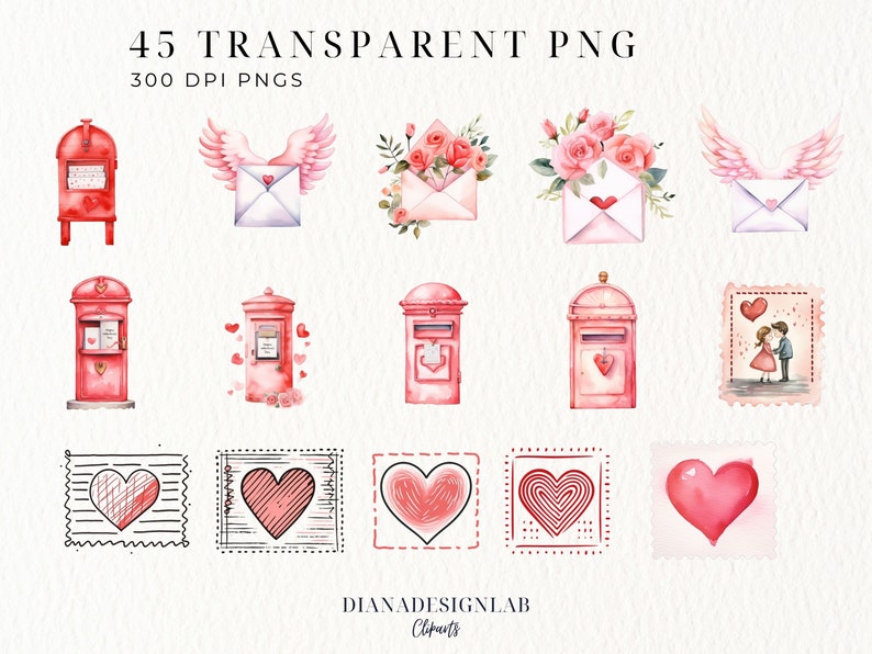 Valentine Mailbox Clipart, Instant Download, Mail Box, Valentines Day ...