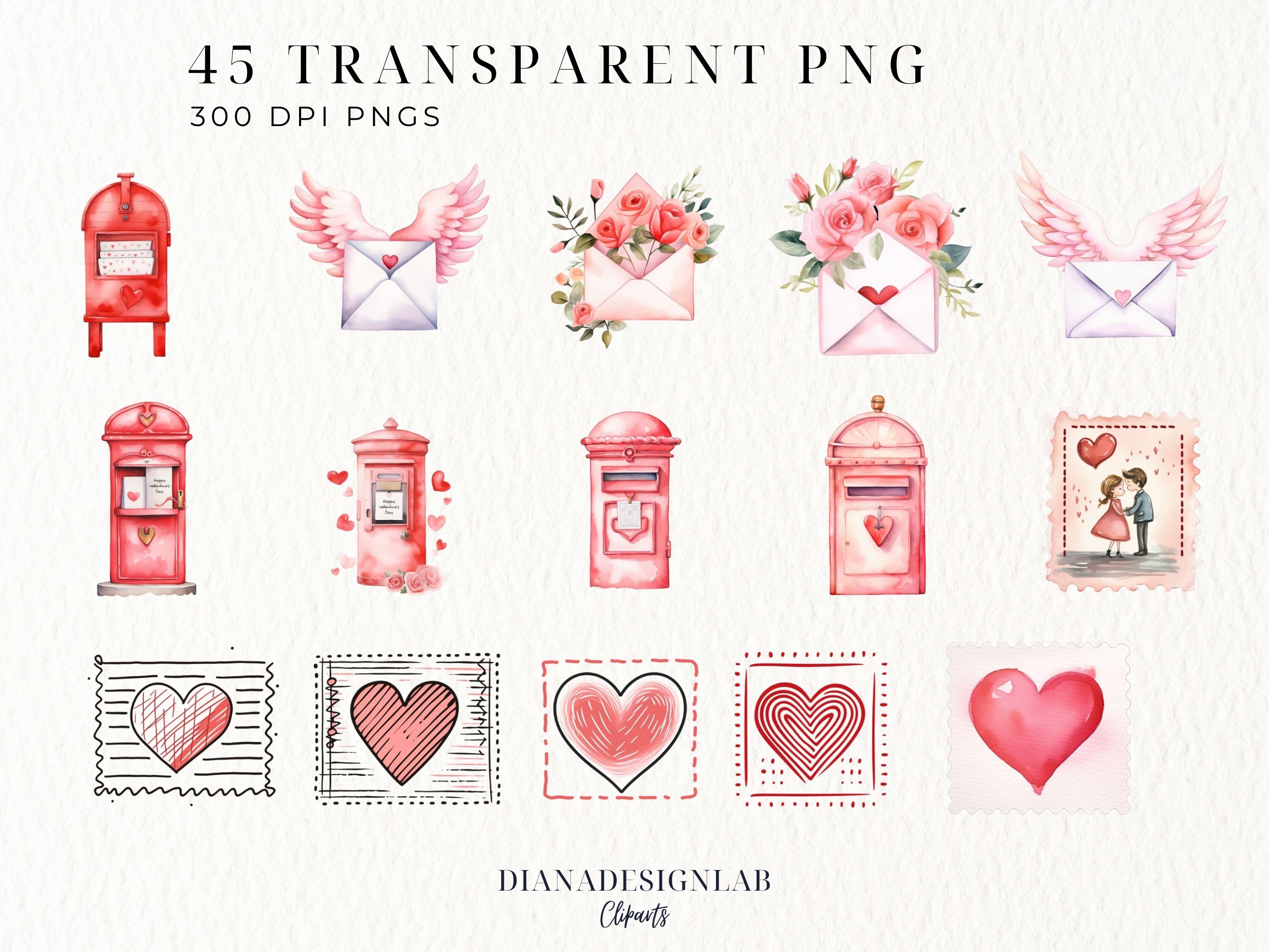 Valentine Mailbox Clipart, Instant Download, Mail Box, Valentines Day ...