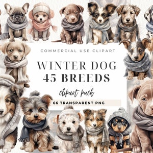 Watercolor Christmas Dogs Clipart Bundle, Winter Dog, Puppy Png ...