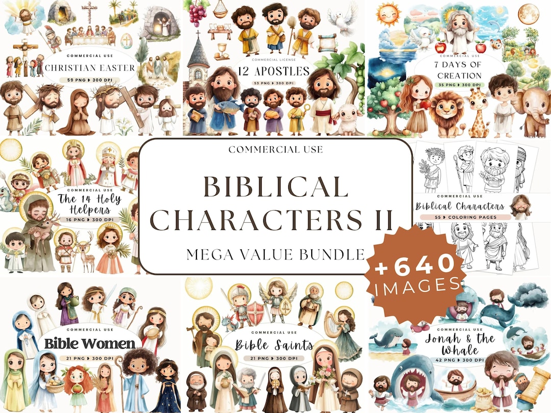 Bible Story Clipart Bundle II – 645 PNG Biblical Characters & Religious ...