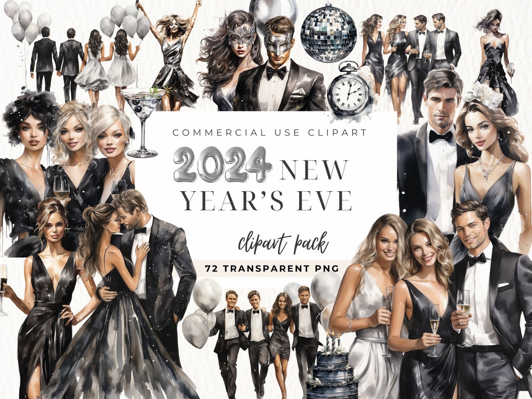 2024 New Years Clipart, New Years Eve Party Clipart, Happy New Year ...