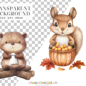 Woodland Halloween Watercolor Clipart, Nursery Decor, Spooky Clipart ...