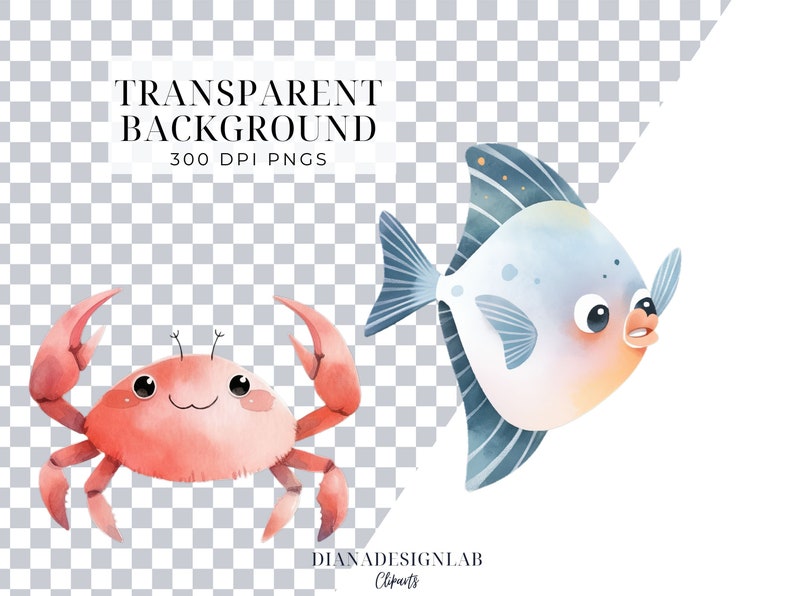Baby Sea Animals Clipart, Whale Clip Art, Turtle, Jellyfish, Nursery ...
