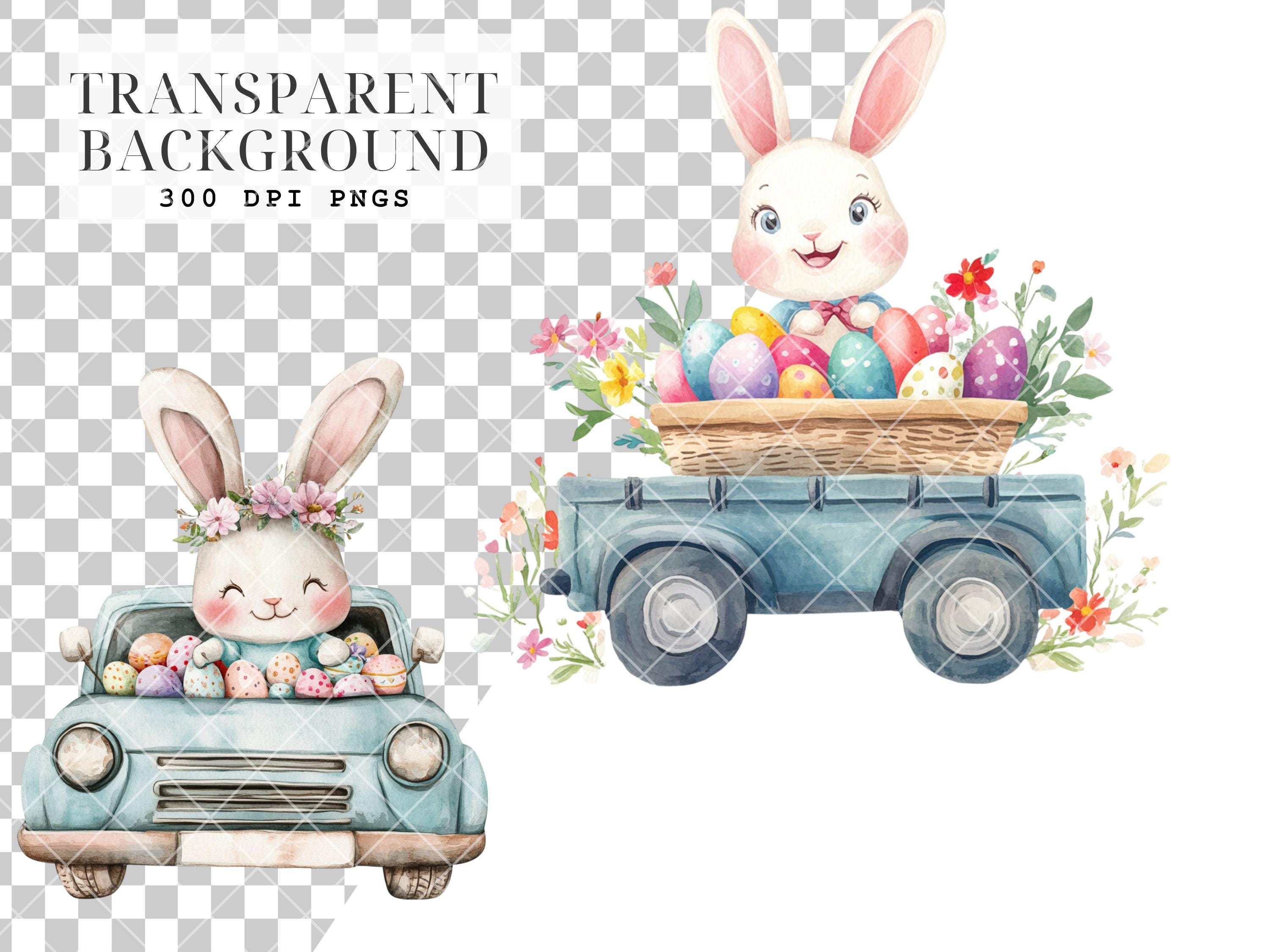 Easter Bunny Truck Digital Clipart, Cute Bunnies, Digital Download ...