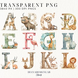 Safari Alphabet Clipart, Alphabet Letters Bundle, Jungle Animals ...