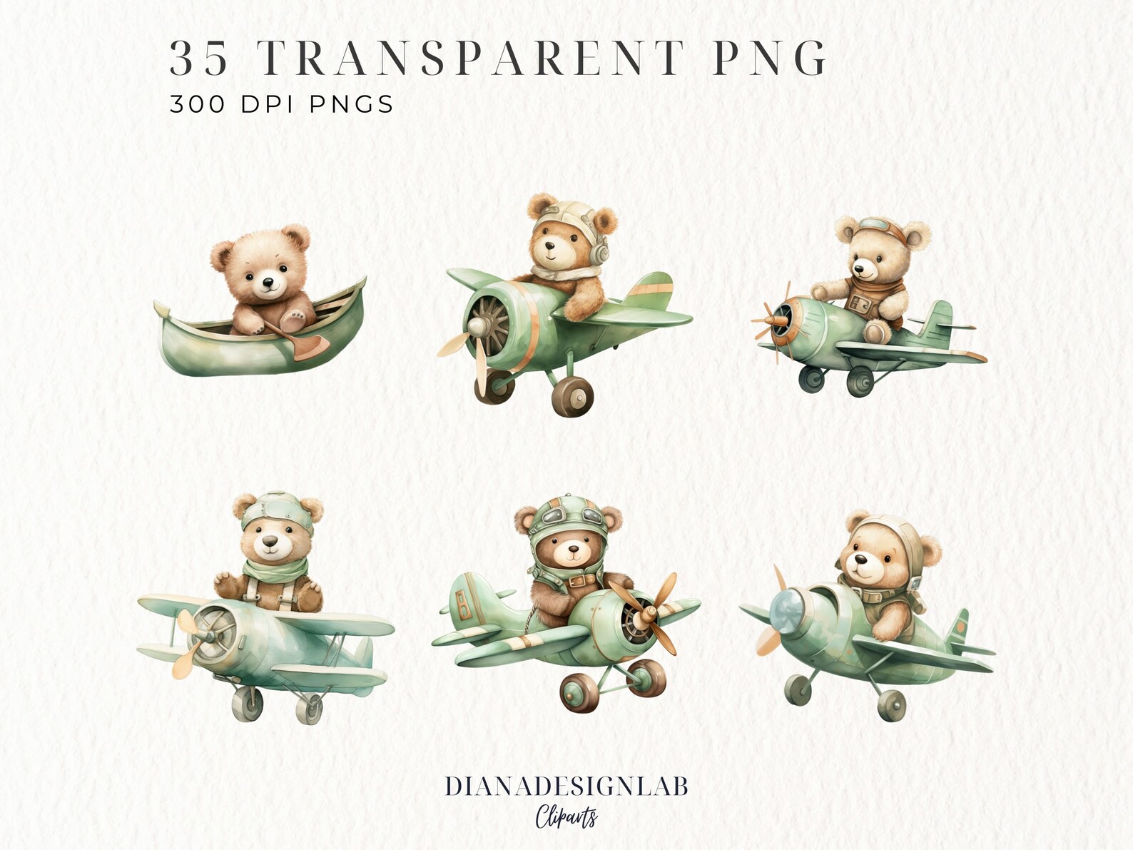 Flying Bear Clipart, Digital Download, Traveler, Mint Green Teddy ...