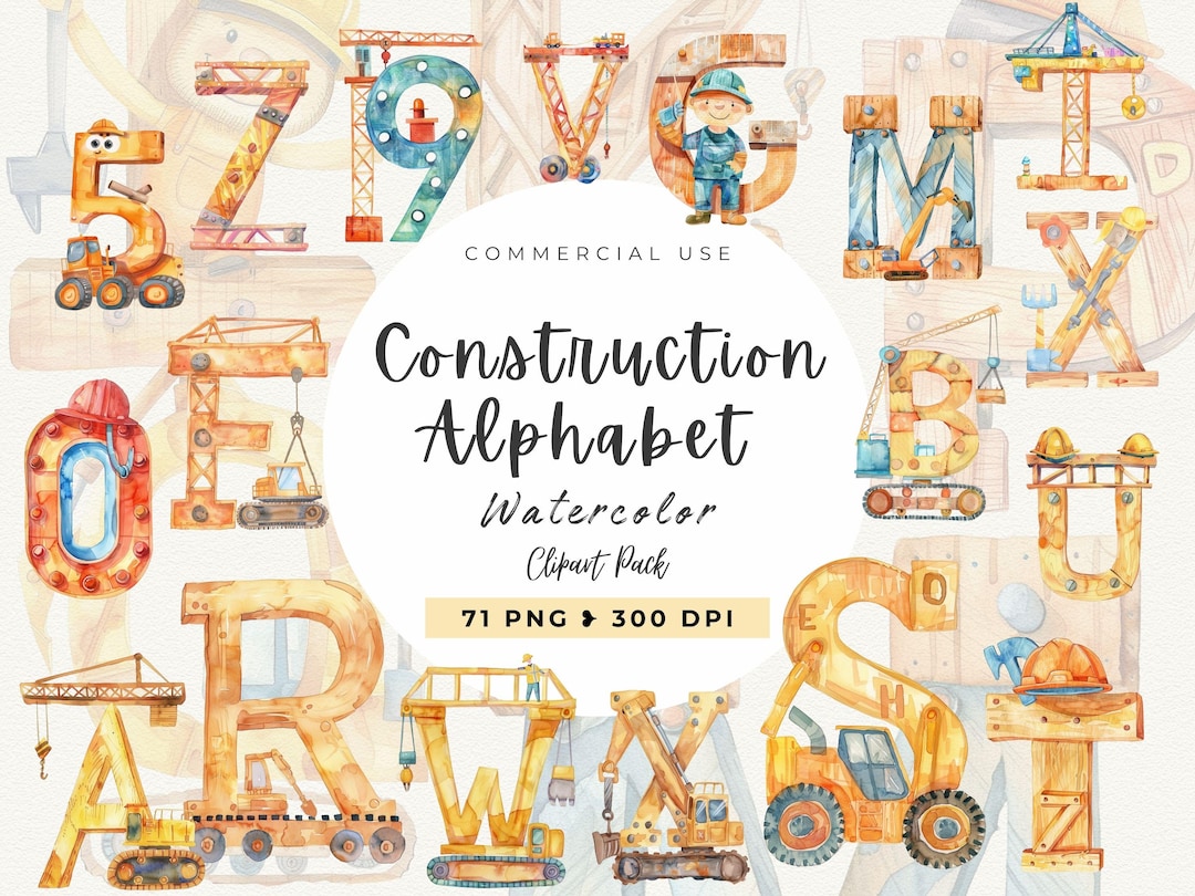 Construction Birthday Party Alphabet Clipart, Road Numbers ...
