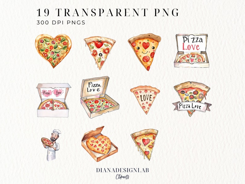 Heart Pizza Clipart, Digital Download, Pizza Clip Art, Pizza Slice PNG ...