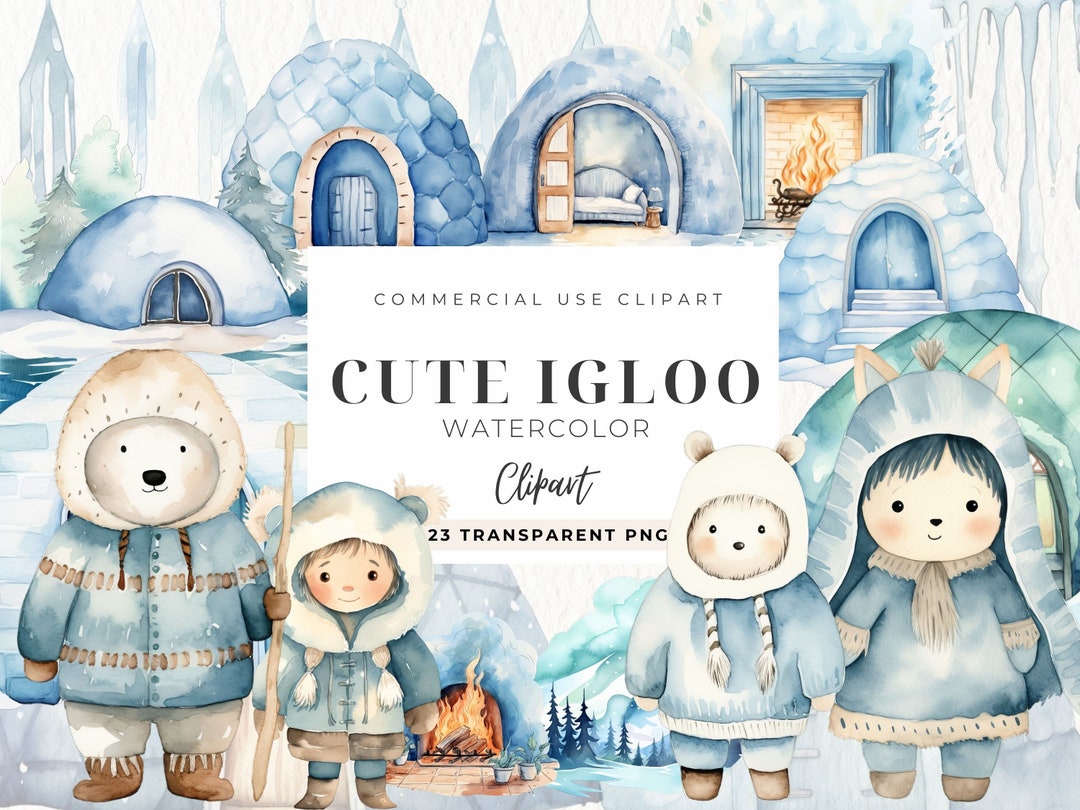 Igloo Clipart, Cute Eskimo Clipart, Commercial Use, Winter Clip Art ...