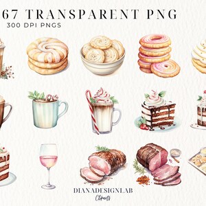 Christmas Dinner Clipart, Dinner Clip Art, Instant Download Art, Xmas ...