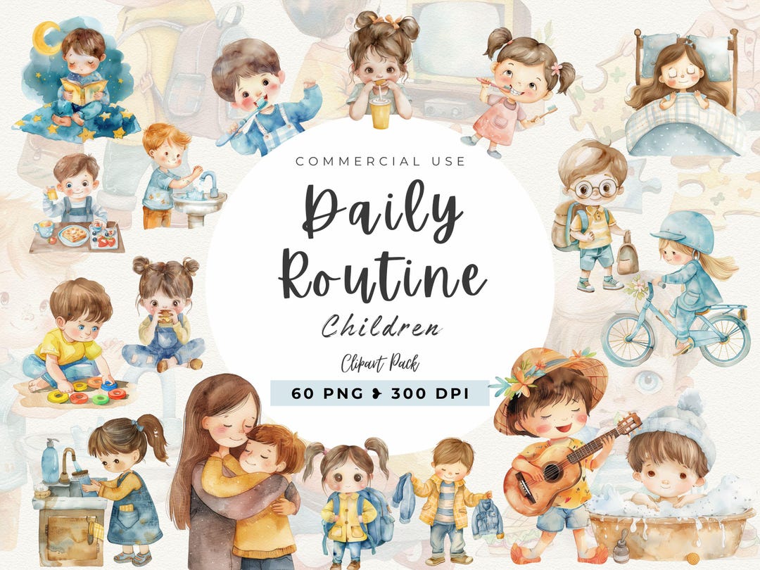 Kids Routine Clipart, Children Daily Routine, Chores Icons, Daily ...