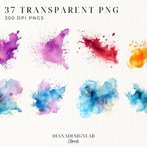 Candyland Brights Watercolor Splatter Clipart, Abstract Background ...