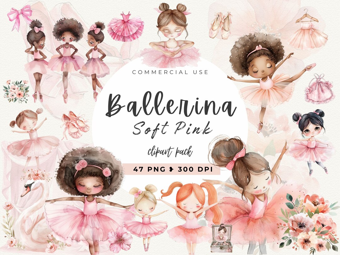 Ballerina Watercolor Clipart, Girl Birthday, Swan Lake, Nursery, Soft ...