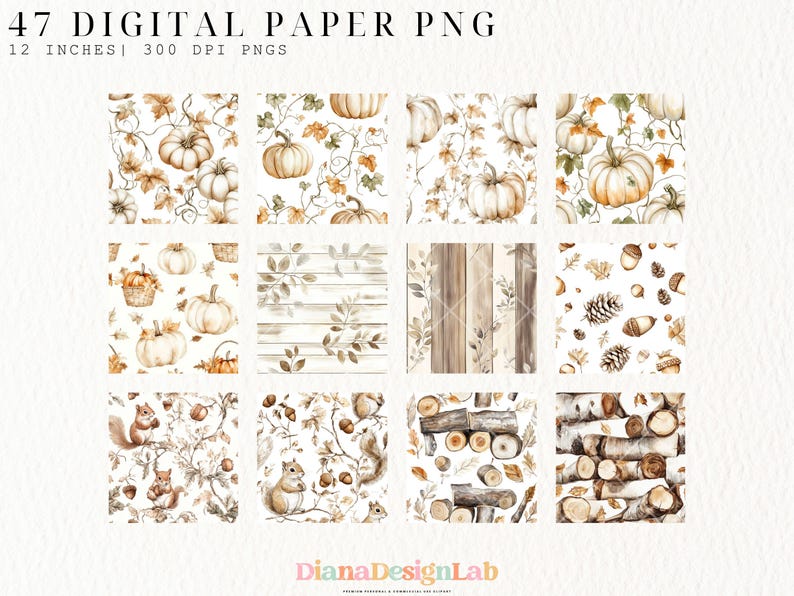 Fall Seamless Pattern Bundle, Seamless Pattern, Autumn Design, Digital ...