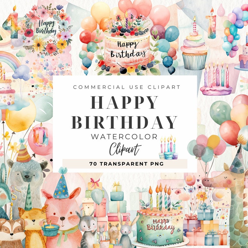 Watercolor Birthday - Etsy