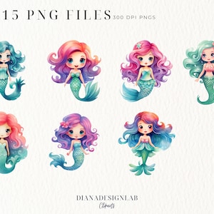 Watercolor Mermaid Under the Sea Clipart, Magical Fantasy Clip Art ...