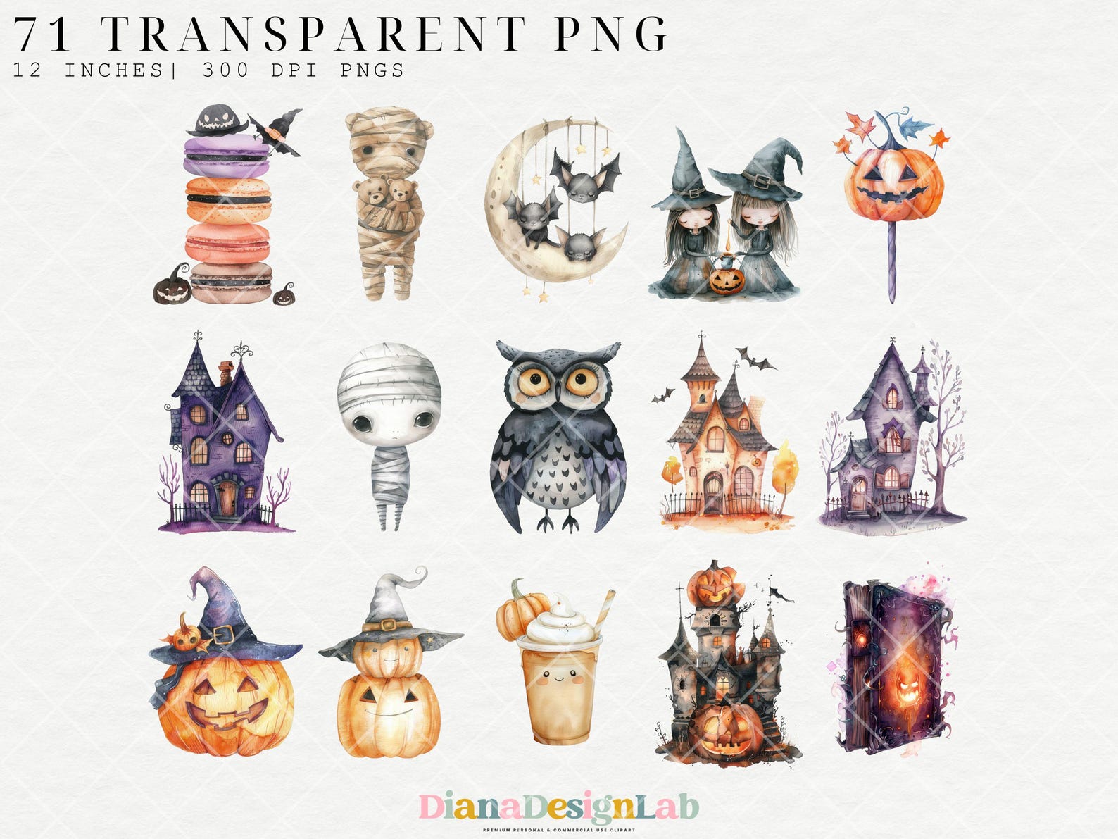 Cute Halloween Watercolor Clipart, Spooky Halloween, Witch, Ghost ...