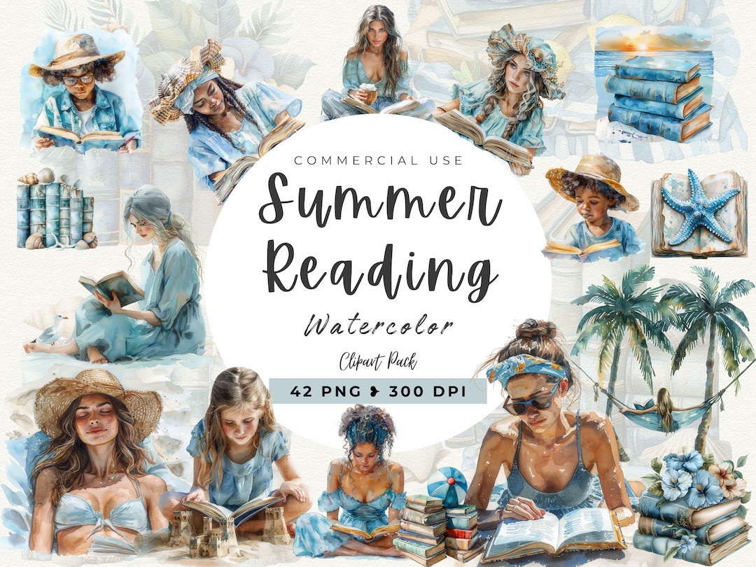Summer Reading Clipart, Spring, Summer Lover, Reading Love, Digital ...