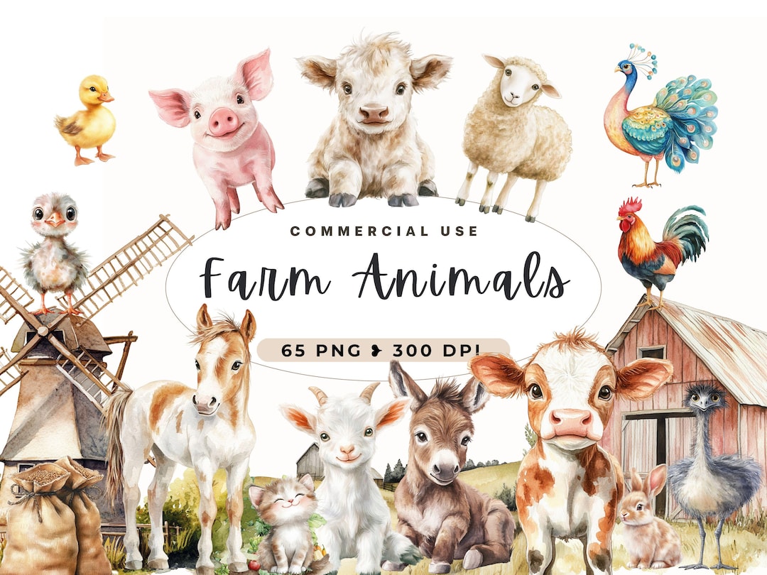 Farm Animals Clipart, My Farmer Design, Instant Download, Commercial ...