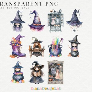 Cute Halloween Watercolor Clipart, Spooky Halloween, Witch, Ghost ...