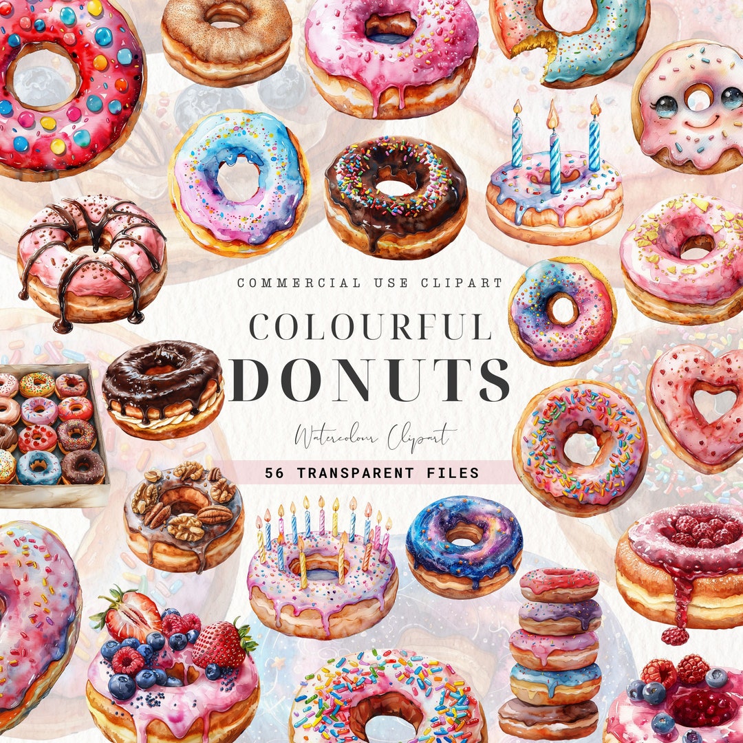 Donut Sprinkles Clipart, Watercolor Donuts Clip Art, Food Clipart ...
