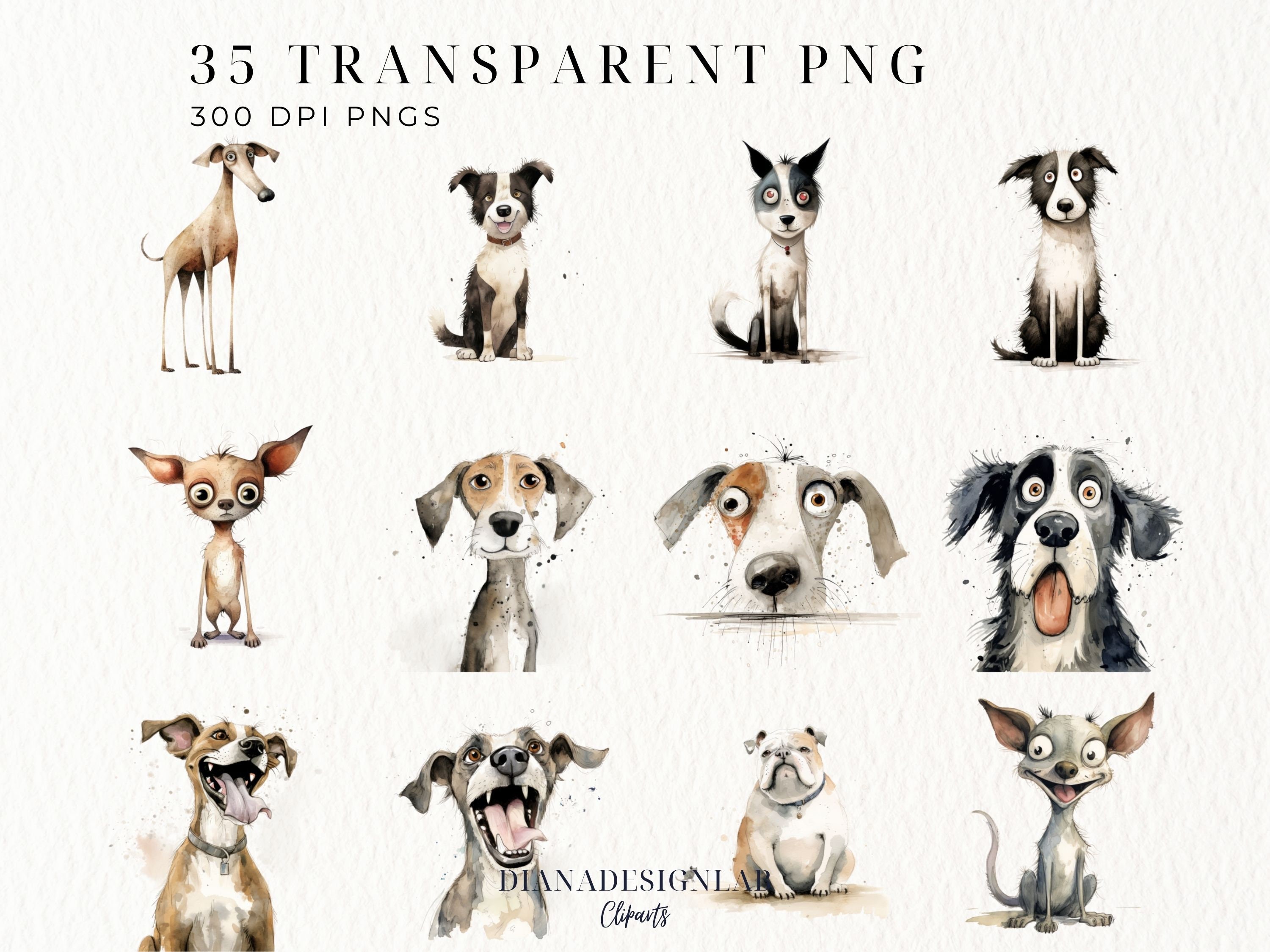 Quirky Dog Clipart Whimsical Dogs Clip Art Kawaii Dog - Etsy UK