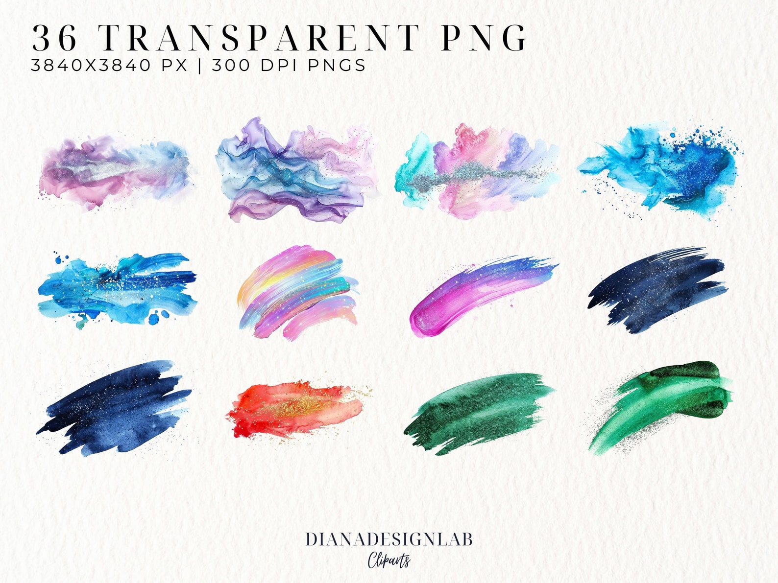 Glitter Smear Clipart, Watercolor Splatter Clipart, Abstract Background ...