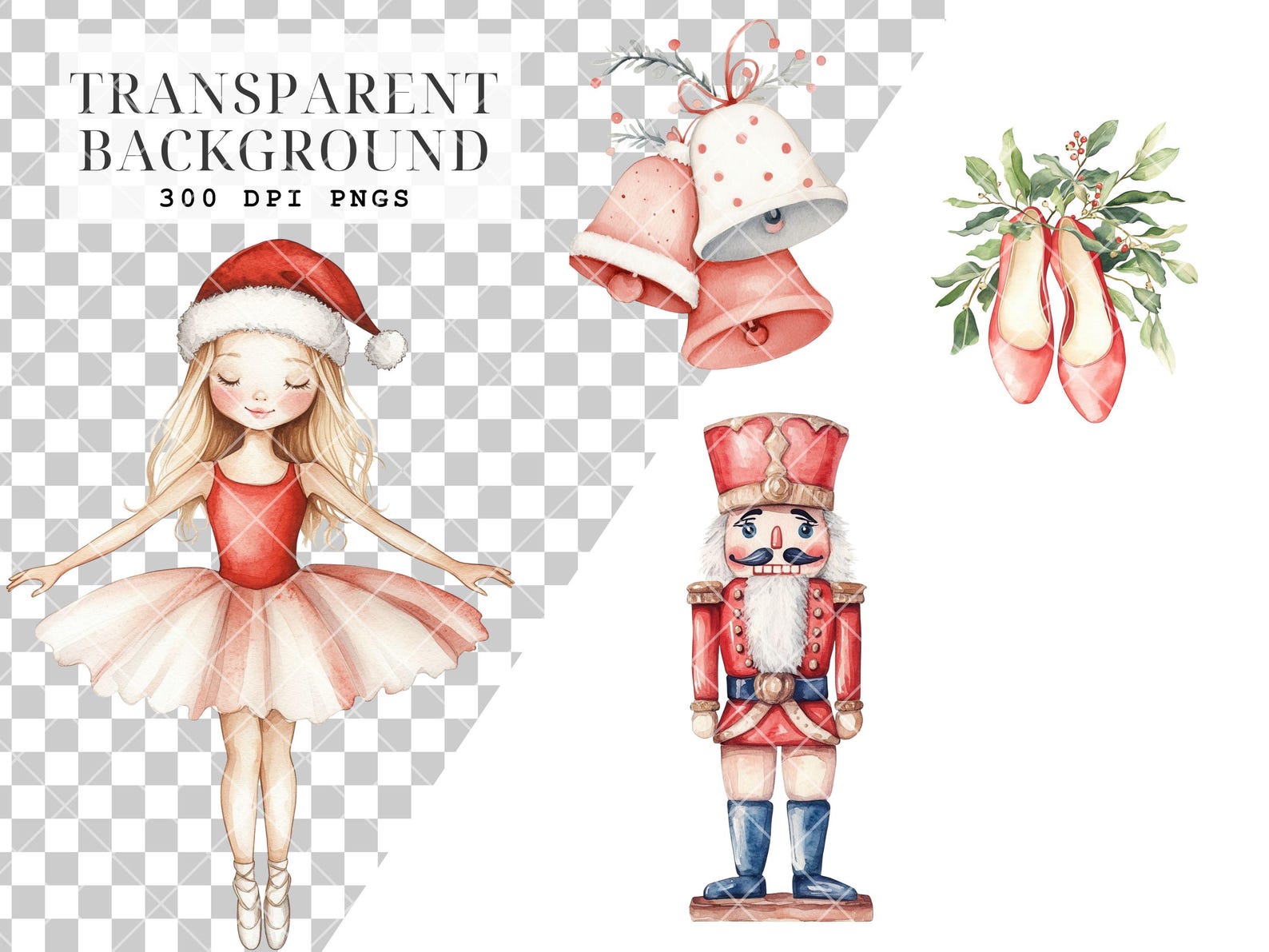 Watercolor Christmas Ballerina Clipart, Nutcracker, Princess, Kid ...