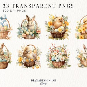 Easter Bunny Basket Clipart, Easter Basket, Bunny Clip Art, Card Making ...