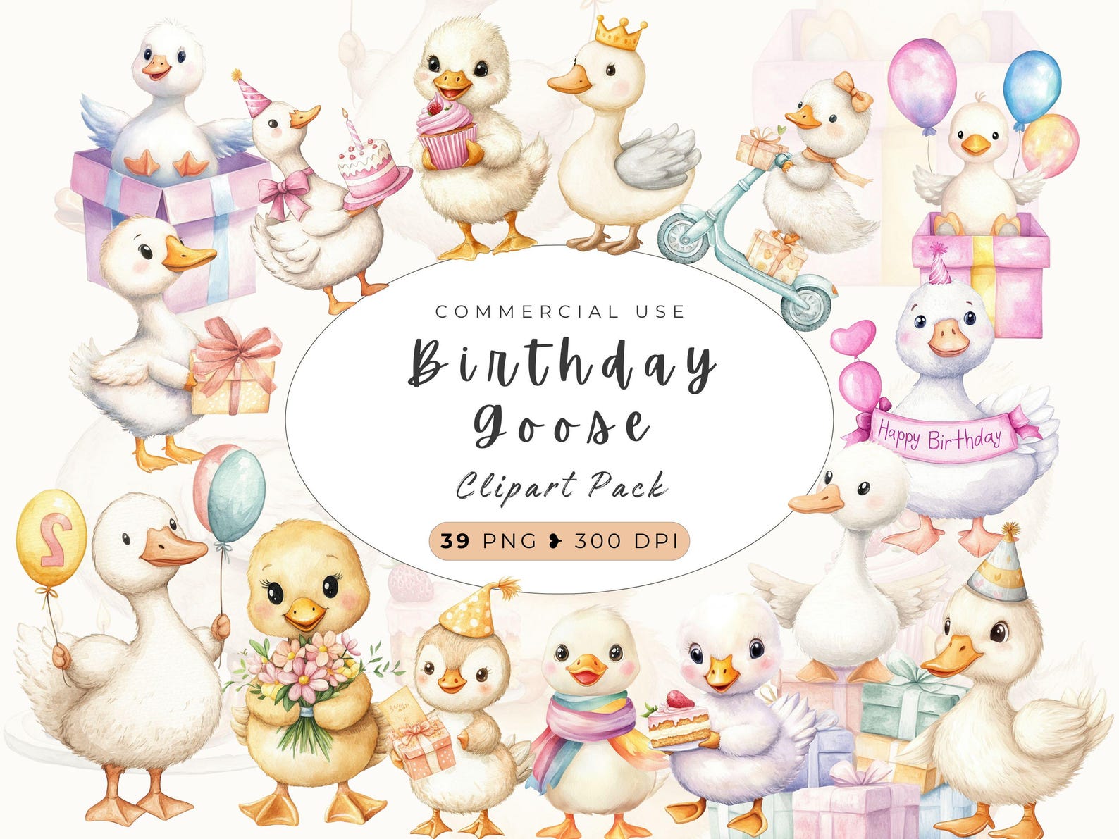 Goose Birthday Clipart, Baby Shower, Instant Digital Download, Farm ...