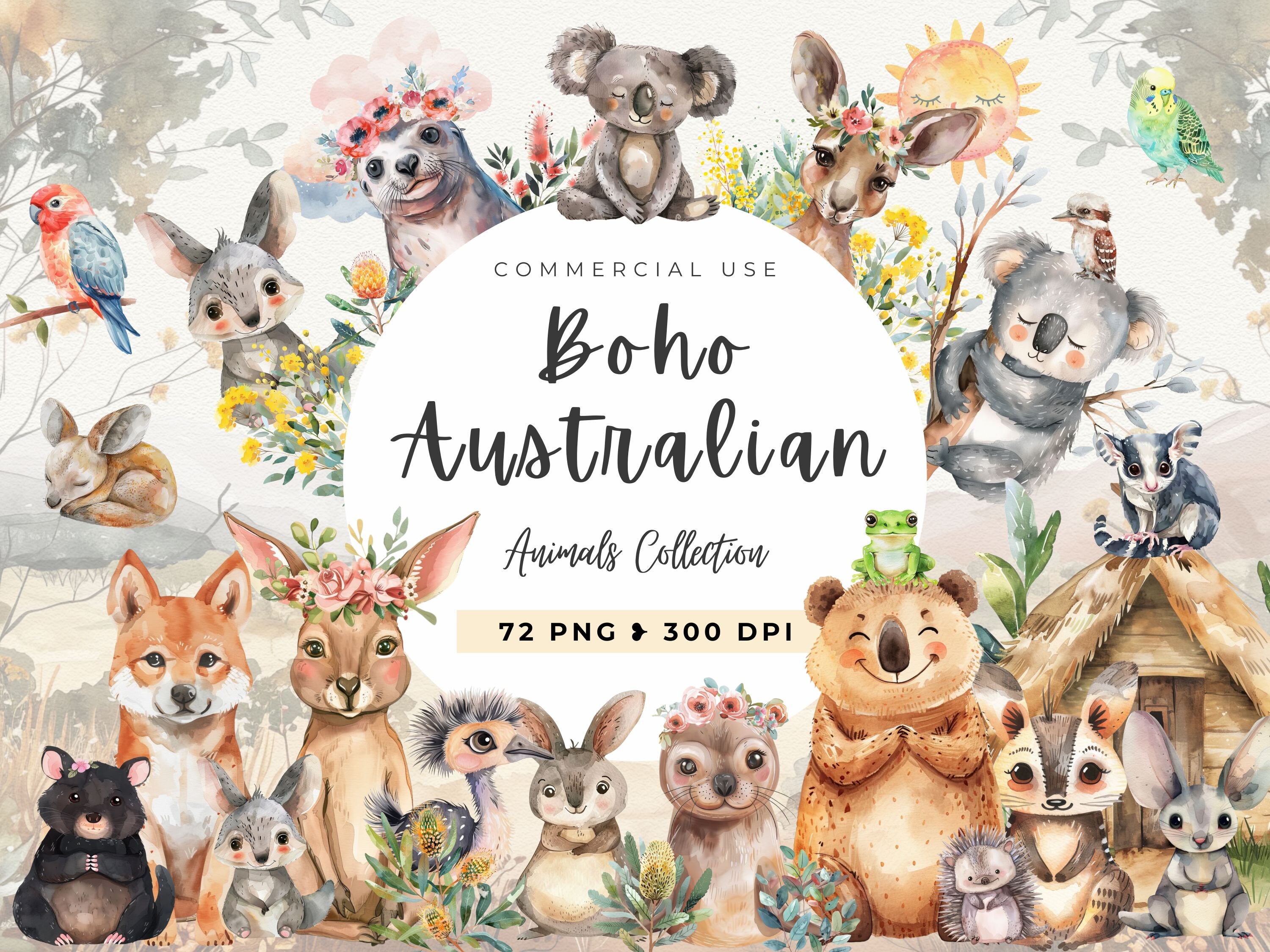 Australian Animals Clipart, Commercial Use, Nursery Decor, Digital ...