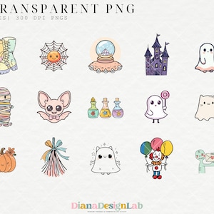 Retro Halloween Clipart Set, Doodle SVG, Commercial Use, Halloween ...