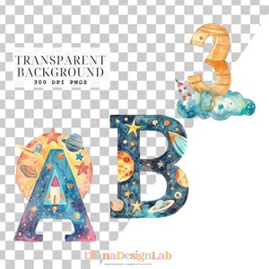 Space Alphabet Clipart, Digital Download, Boys Alphabet Png, Space ...