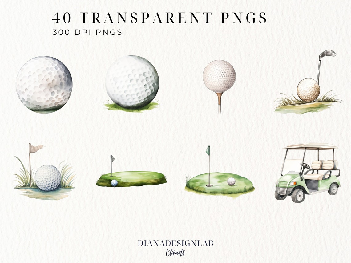 Watercolor Clipart Golf, Commercial Use, Sports Balls Download, Golf ...