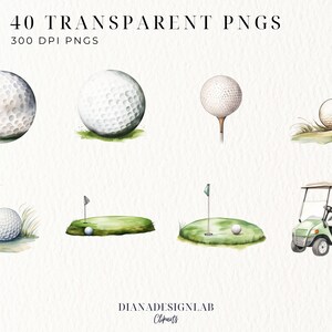 Watercolor Clipart Golf, Commercial Use, Sports Balls Download, Golf ...