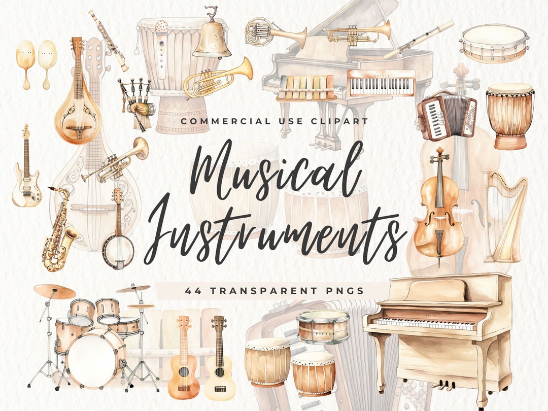 Clipart Watercolor Musical Instruments, Music Clipart, Transparent Png ...