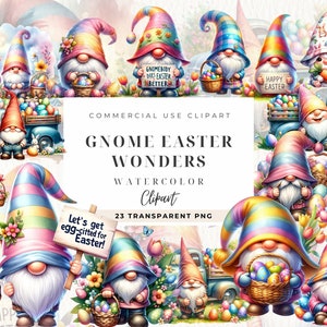 Watercolor Easter Gnome Clipart, Commercial Use, Spring Gnome Png ...