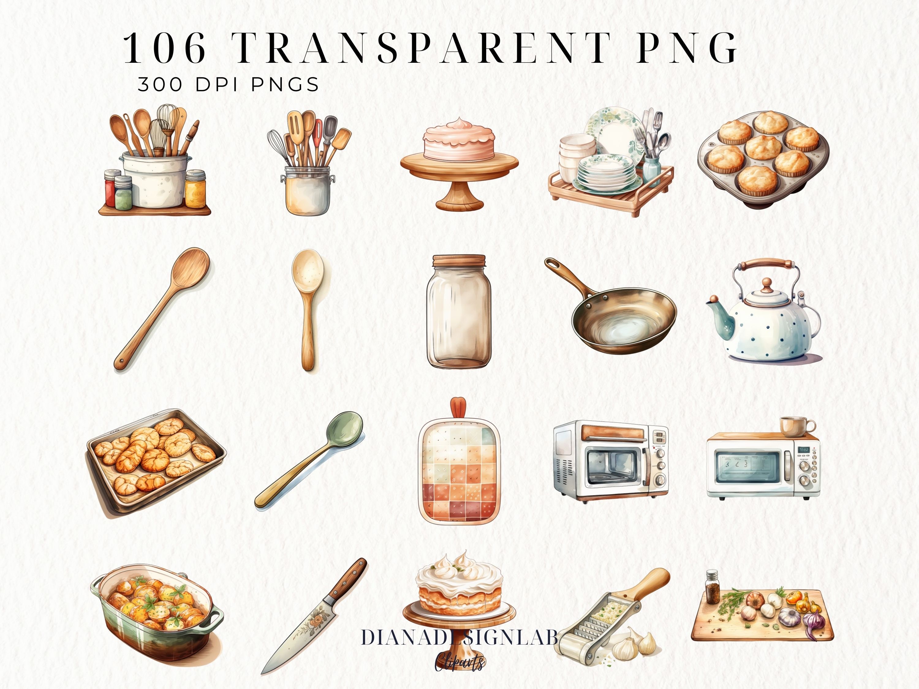Kitchenware Clipart, Kitchen Tool Clip Art, Print at Home, Rolling Pin ...