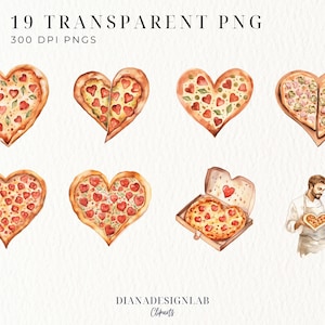 Heart Pizza Clipart, Digital Download, Pizza Clip Art, Pizza Slice PNG ...